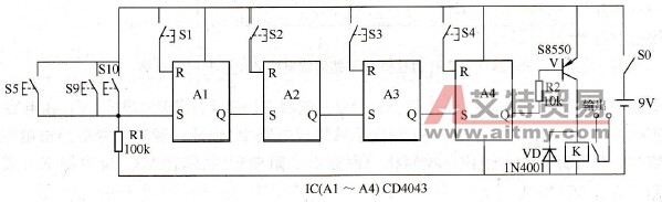 采用CD4043触发器的电子密码锁电路_电气技术_新满多